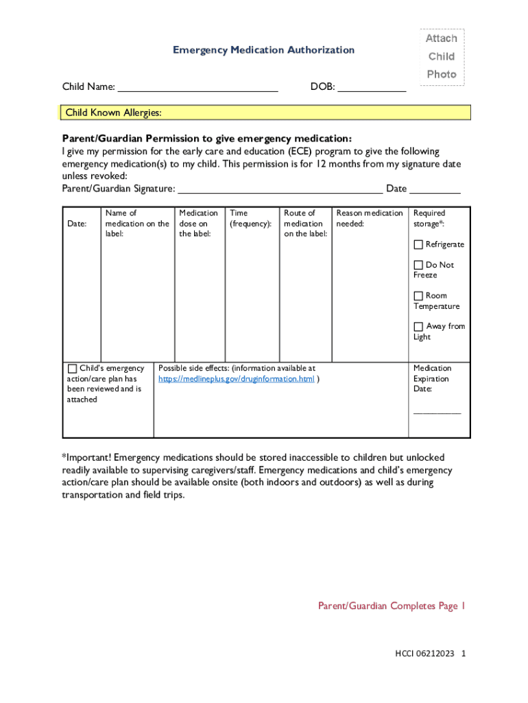 Fillable Online Emergency Medication Fax Email Print - pdfFiller