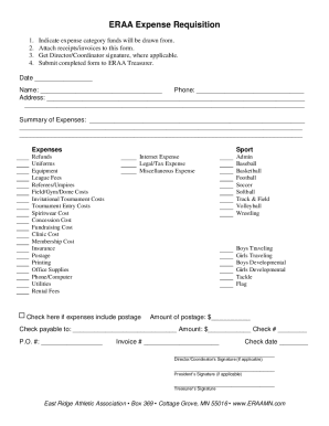 Fillable Online ERAA Expense Requisition - Ngin Fax Email Print - pdfFiller