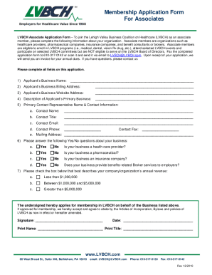 Fillable Online Membership Application Form For Associates Fax Email ...