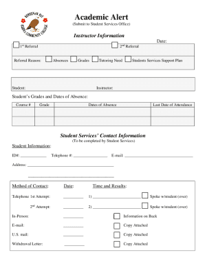 Fillable Online Academic Alert Form2 Fax Email Print - pdfFiller