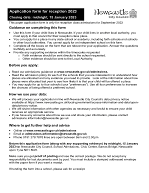 Fillable Online Application form for reception 2023 Fax Email Print ...