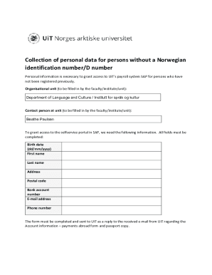 Fillable Online Identification numbers - The Norwegian Tax ...