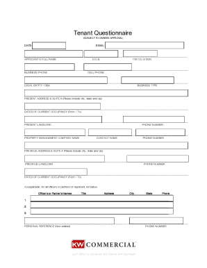 Fillable Online Tenant Questionnaire - The Menkiti Group in Worcester ...