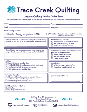Fillable Online TCQ Longarm Order Form, June 2023 Fax Email Print ...