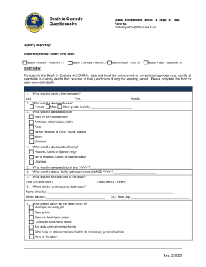 Fillable Online Death in Custody Reporting Act Form Fax Email Print ...