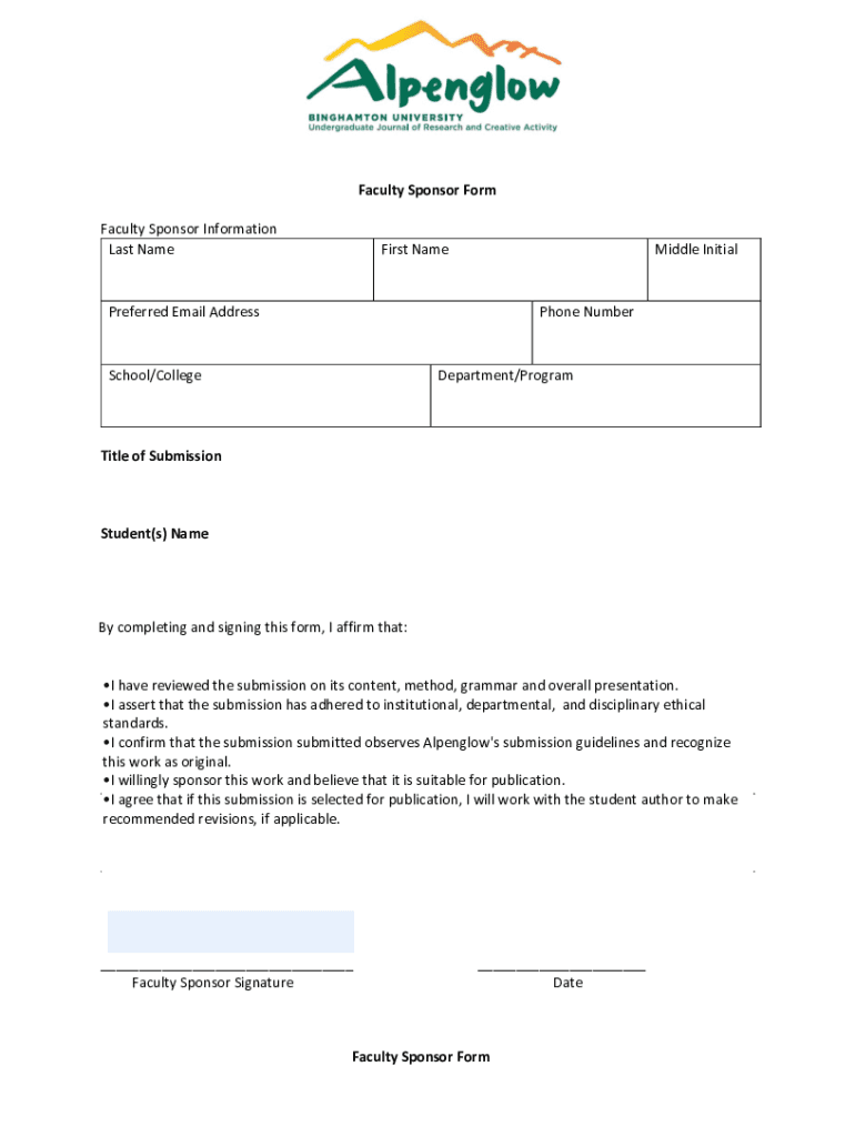 Fillable Online Faculty Sponsor Form Fax Email Print - pdfFiller