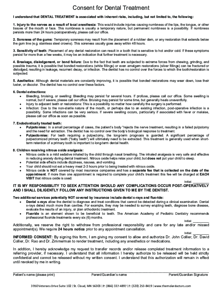 Fillable Online Consent for Dental Tx WITH photo release form Fax Email ...