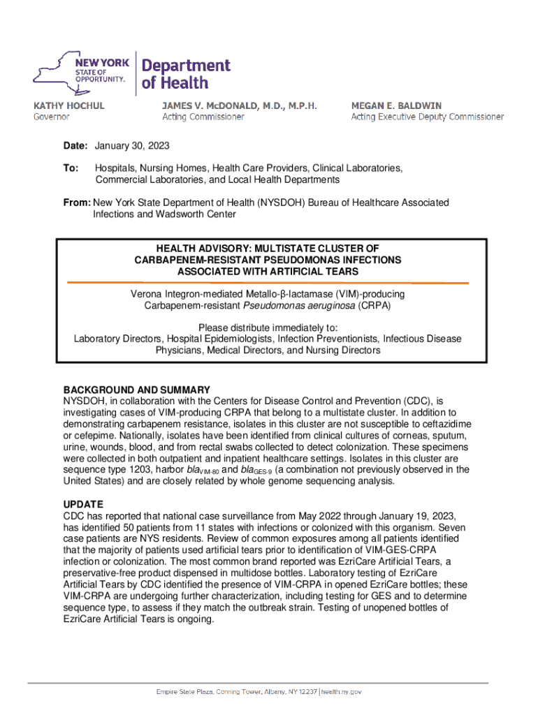 Fillable Online NYSDOH Health Advisory. NYSDOH Health Advisory Fax ...