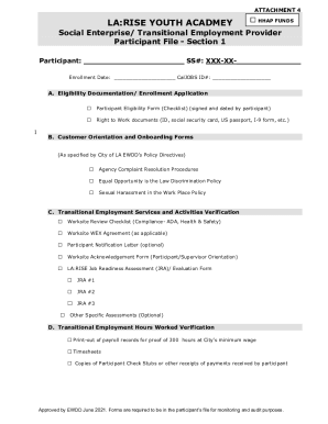 Fillable Online LA-RISE Participant File Forms (Monitoring Checklist ...