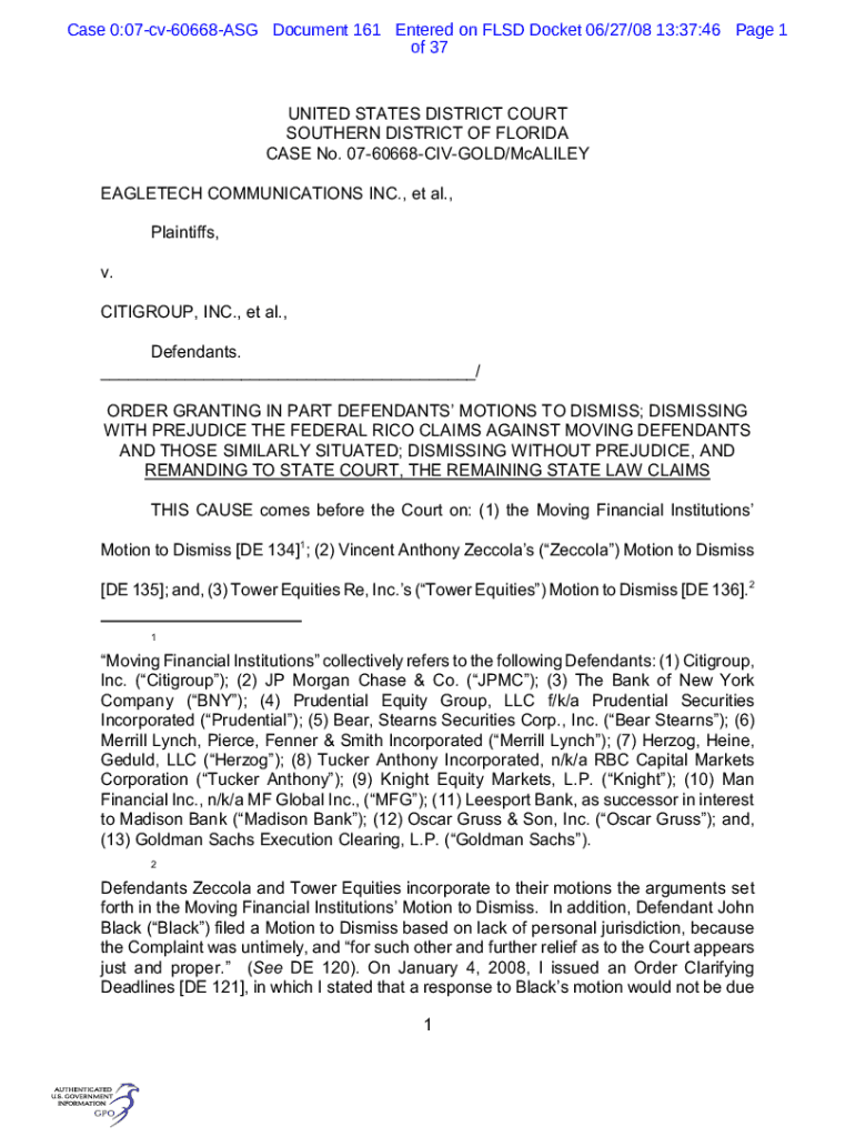 Fillable Online Case 0:07-cv-60668-ASG Document 161 Entered on FLSD ...