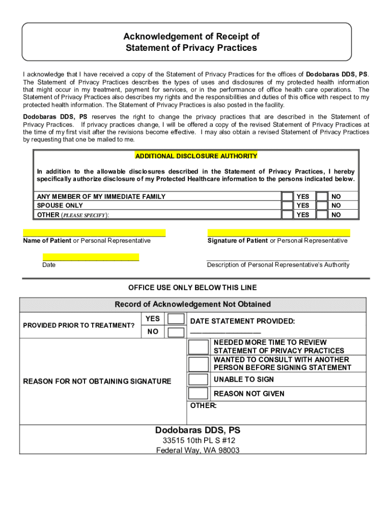 Fillable Online Dodobaras DDS Family and Cosmetic DentistryFederal Way ...