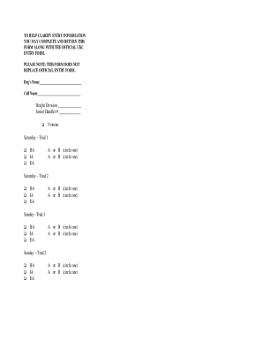 Fillable Online Conformation Entry Form (PDF) Fax Email Print - pdfFiller