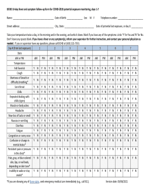 Fillable Online DCHD 14-day fever and symptom follow-up form for COVID ...