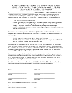 Fillable Online patient consent to the use and disclosure of health ...
