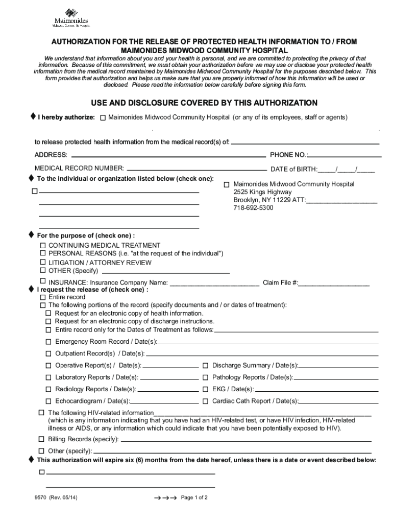 Fillable Online authorization for the release of protected health ...