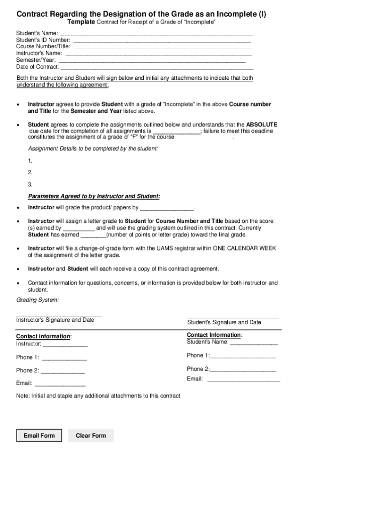 Fillable Online publichealth uams INCOMPLETE (I) GRADE AUTHORIZATION ...