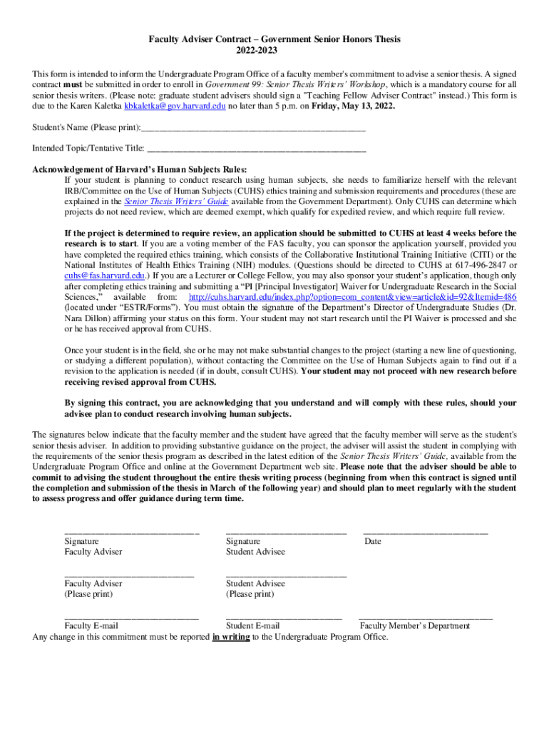 Fillable Online Honors-in-Discipline Honors Thesis Form Fax Email Print - pdfFiller