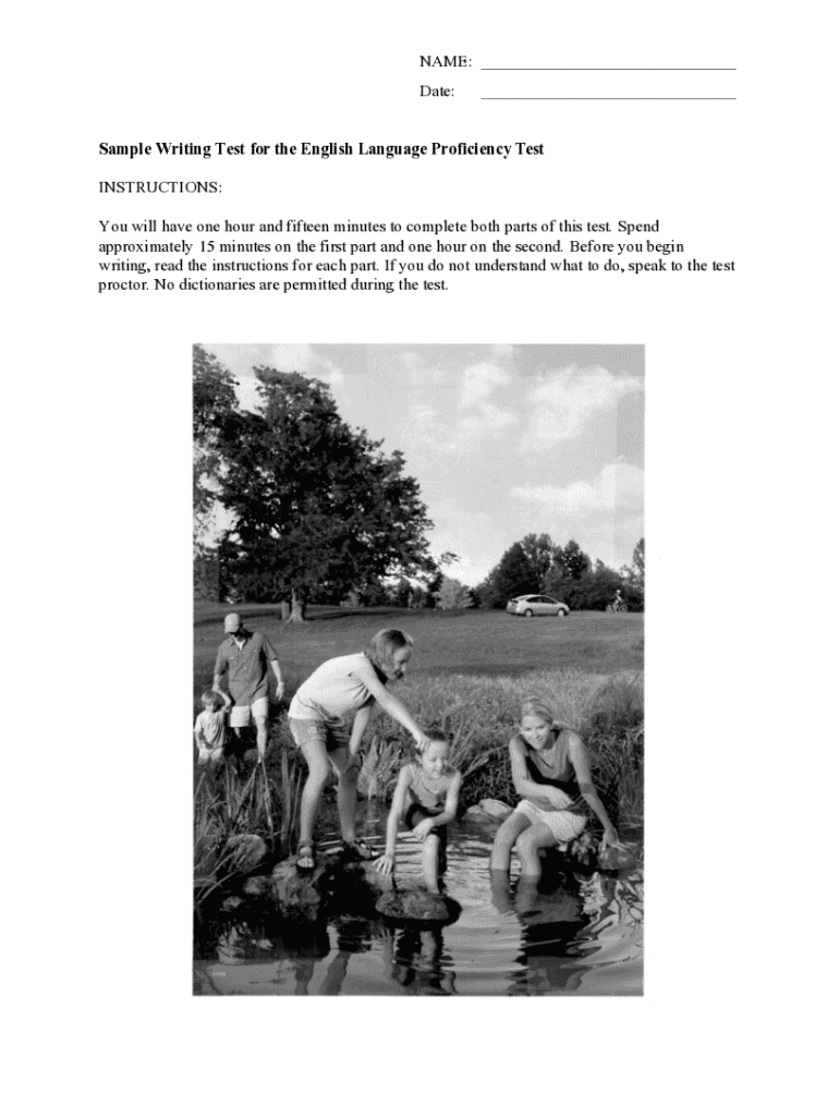 Fillable Online Sample Writing Test for the English Language Pr Fax ...