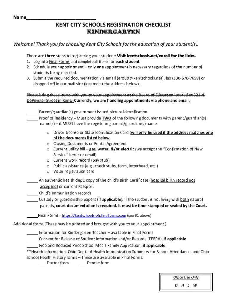 Fillable Online Enrollment - District - Kent City Community Schools Fax Email Print - pdfFiller