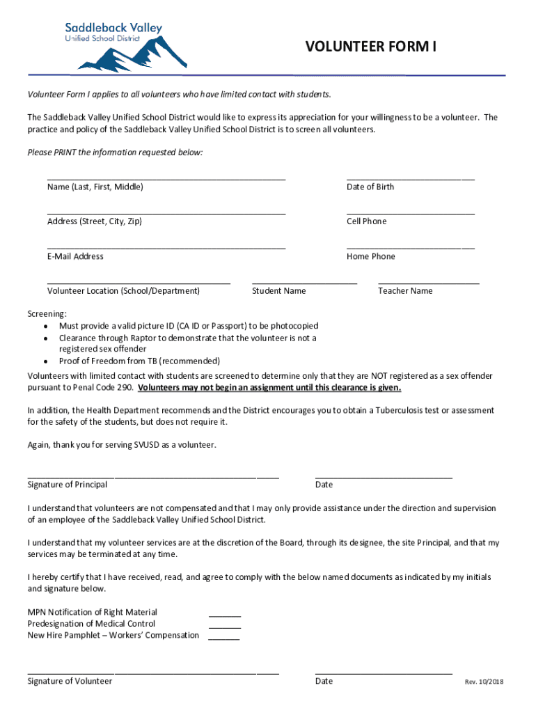 Fillable Online VOLUNTEER FORM I Fax Email Print - pdfFiller