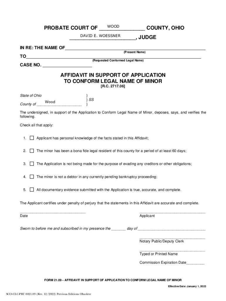 Fillable Online Fillable Online probate-court co wood oh wood county ... Fax Email Print - pdfFiller