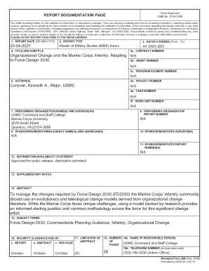 Fillable Online Organizational Change and the Marine Corps Base Unit ...