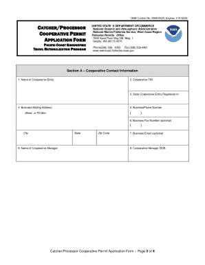 Fillable Online Catcher/Processor Cooperative Permit Application Form ...