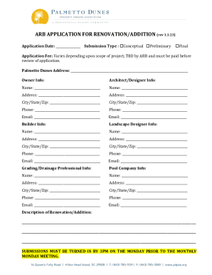 Fillable Online ARB APPLICATION FOR RENOVATION/ADDITION (rev 1 Fax Email Print - pdfFiller