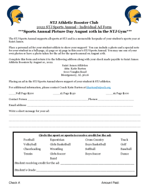 Fillable Online Sports Annual - Individual Ad Form Fax Email Print - pdfFiller