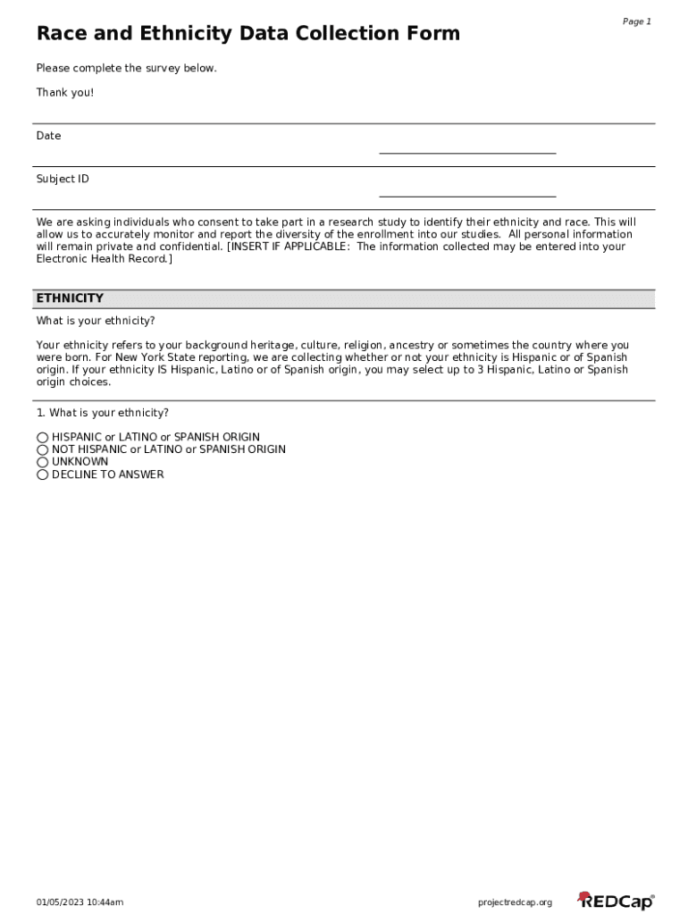 Fillable Online Race and Ethnicity Data Collection Form Fax Email Print ...