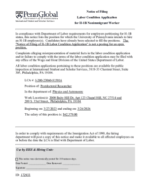 Fillable Online LCA Posting NoticesTemple University International Student ... Fax Email Print ...