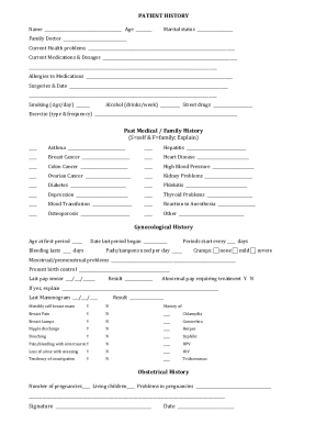 Fillable Online PATIENT HISTORY QUESTIONNAIRE Patient Name Fax Email Print - pdfFiller