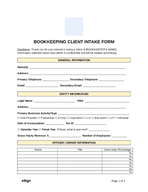 Tax Problems Intake Doc Template | pdfFiller