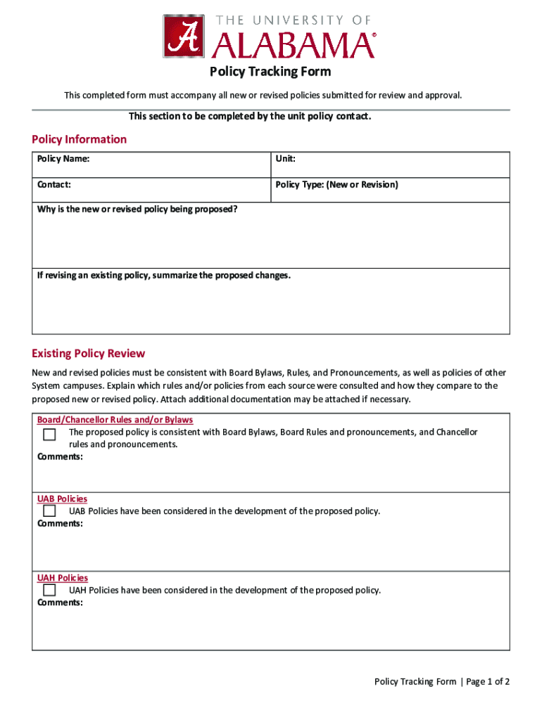 Fillable Online FA Policy Tracking Form Fax Email Print - pdfFiller