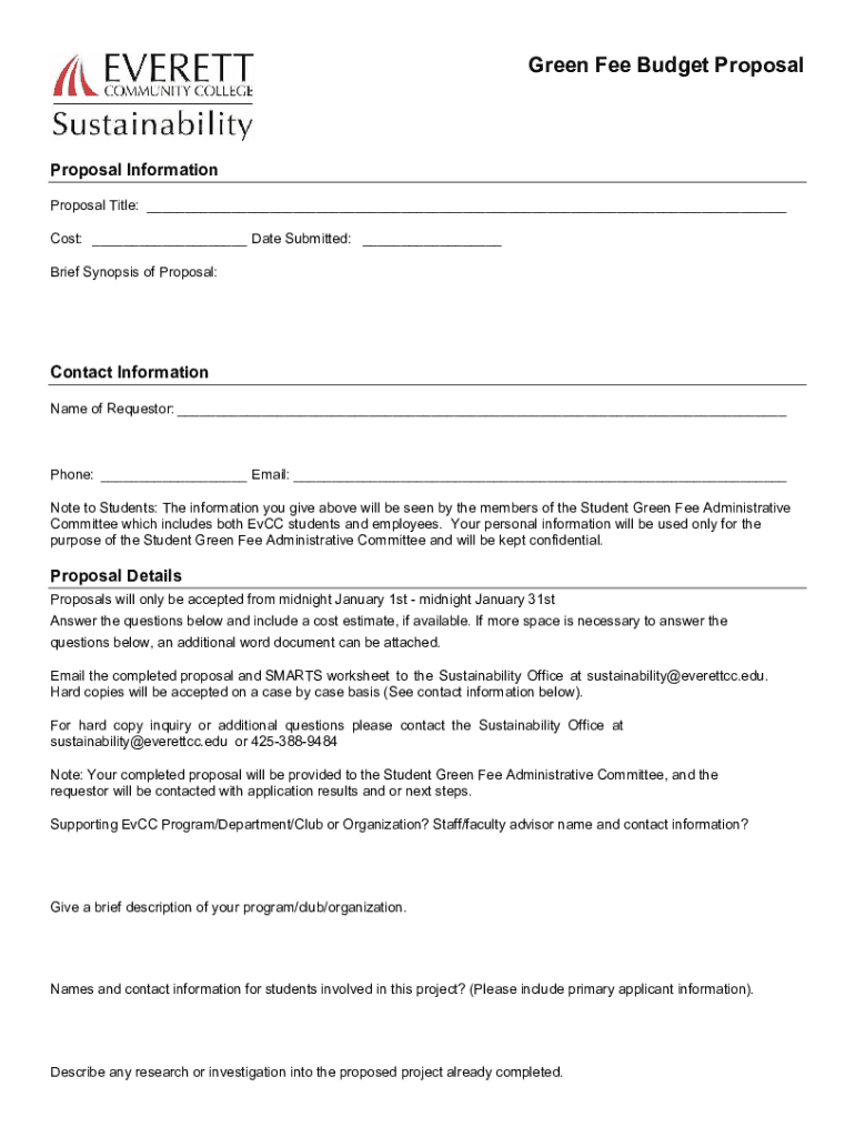 Fillable Online Uniform Budget Template -- General Instructions Fax ...