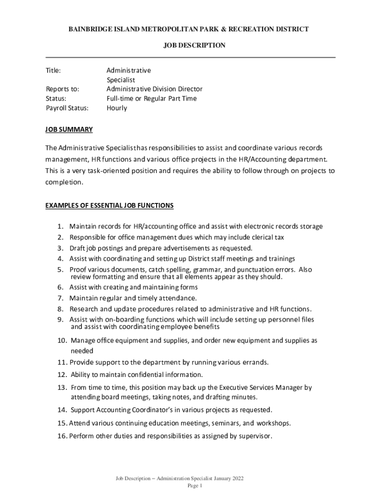 Fillable Online Bainbridge Island Metro Park & Recreation District Board of ... Fax Email Print ...