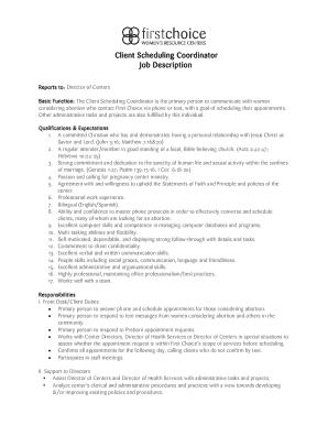 Fillable Online What Does A Scheduling Coordinator Do Fax Email Print - pdfFiller