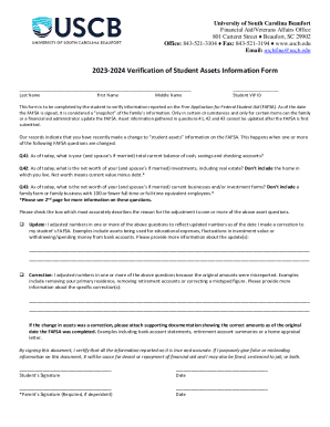 Fillable Online 2023-2024 Verification of Student Assets Information Form Fax Email Print ...