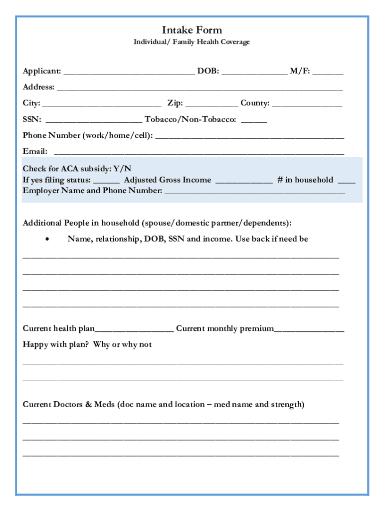 Fillable Online NEW CLIENT INTAKE FORM PERSONAL ... Fax Email Print ...