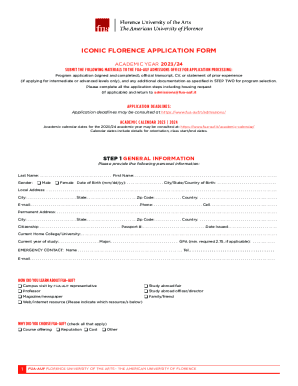 Fillable Online ICONIC FLORENCE APPLICATION FORM Fax Email Print ...