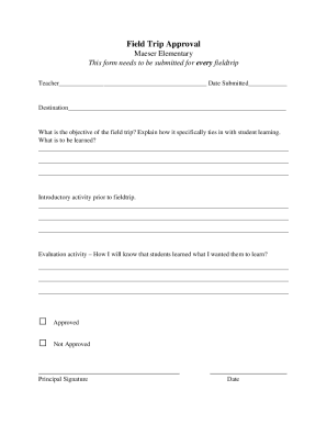 Fillable Online Field Trip Approval Form Fax Email Print - pdfFiller