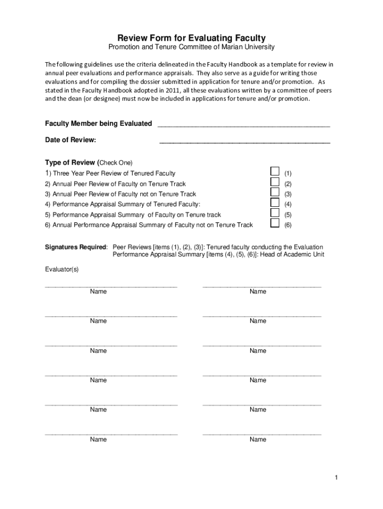 Fillable Online Review Form for Evaluating Faculty Fax Email Print ...