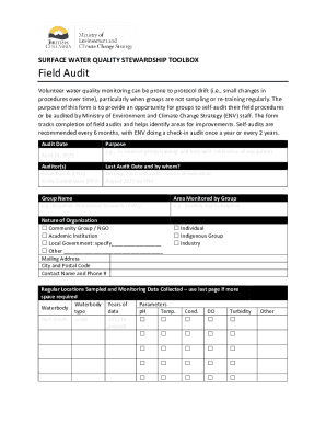 Fillable Online Field Audit Form. Water Stewardship Fax Email Print ...