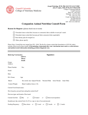 Fillable Online Companion Animal Nutrition Consult Form Fax Email Print - pdfFiller