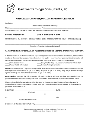 Fillable Online AUTHORIZATION TO DISCLOSE MEDICAL RECORDS Fax Email ...