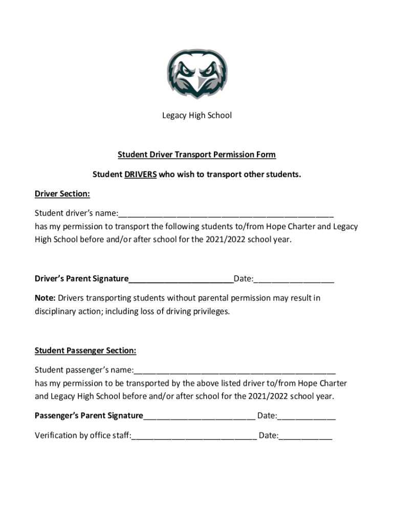 Fillable Online Sparkman High School Transportation Permission Form Fax ...