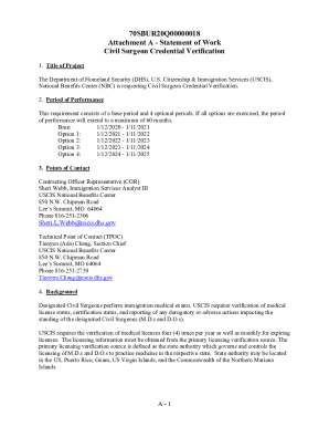 Fillable Online Statement of Work Civil Surgeon Credential Verification ...