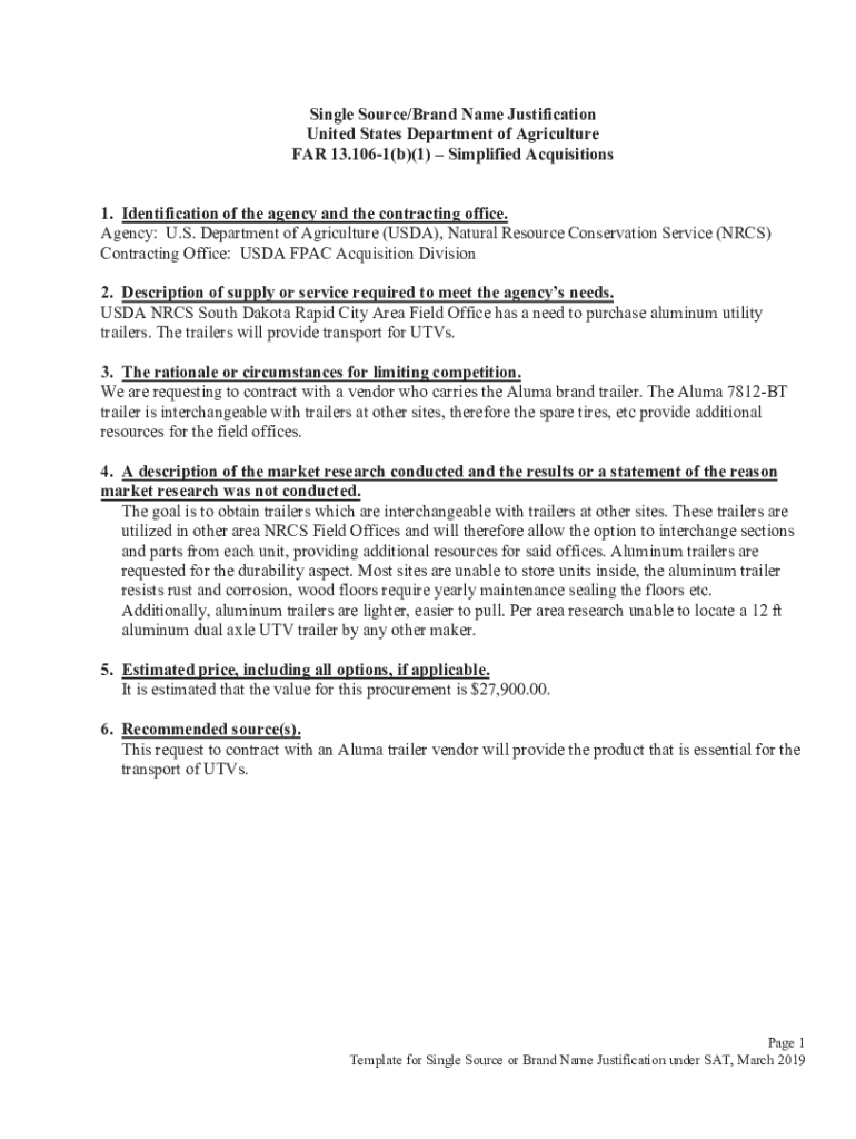 Fillable Online FAR Part 13 Sole Sourcing and Buying from a Single ...