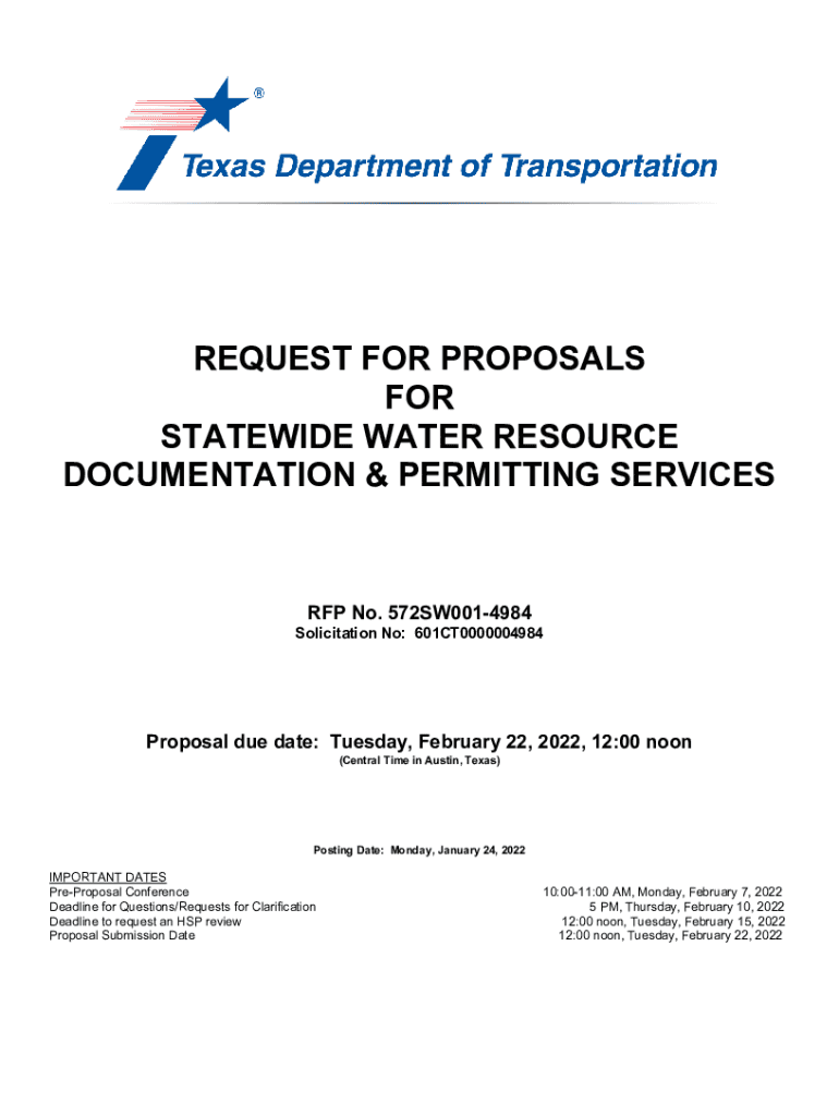 Fillable Online request for proposals for statewide water resource ... Fax Email Print - pdfFiller