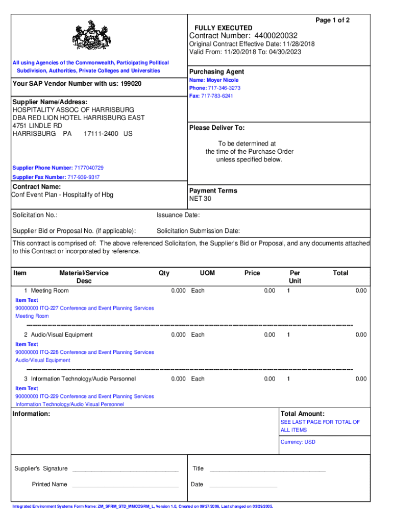 Fillable Online FULLY EXECUTED Contract Number: 4400002845 Fax Email ...